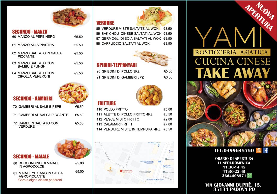 Menu da Yami rosticceria cinese ristorante, Padova