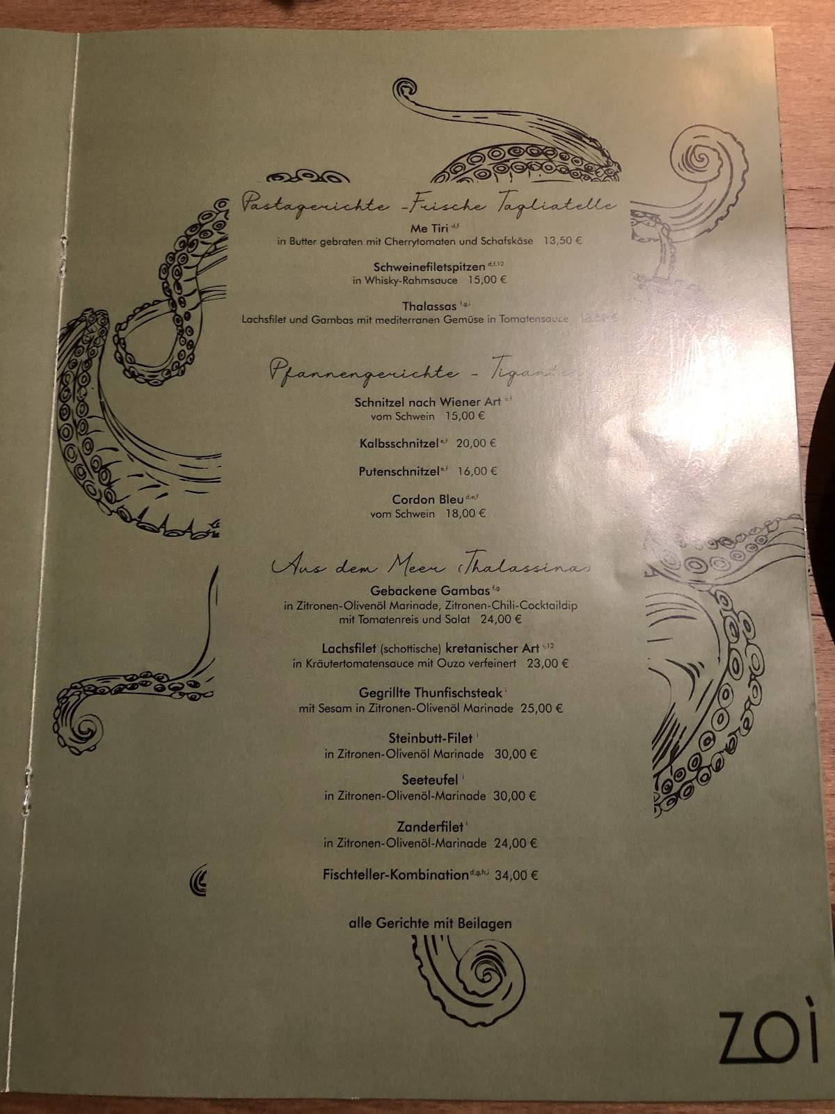 Speisekarte von ZOI - Griechische Taverne restaurant, Saarlouis