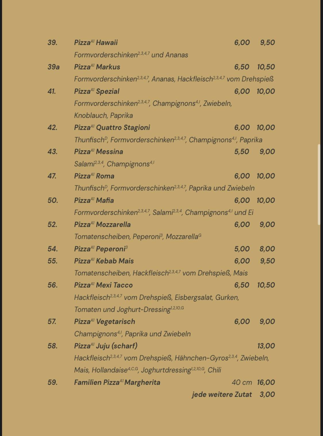 Speisekarte von Restaurant bei Ronaldo, Uplengen