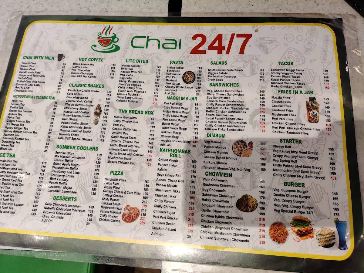 Menu at chai 24/7, New Delhi