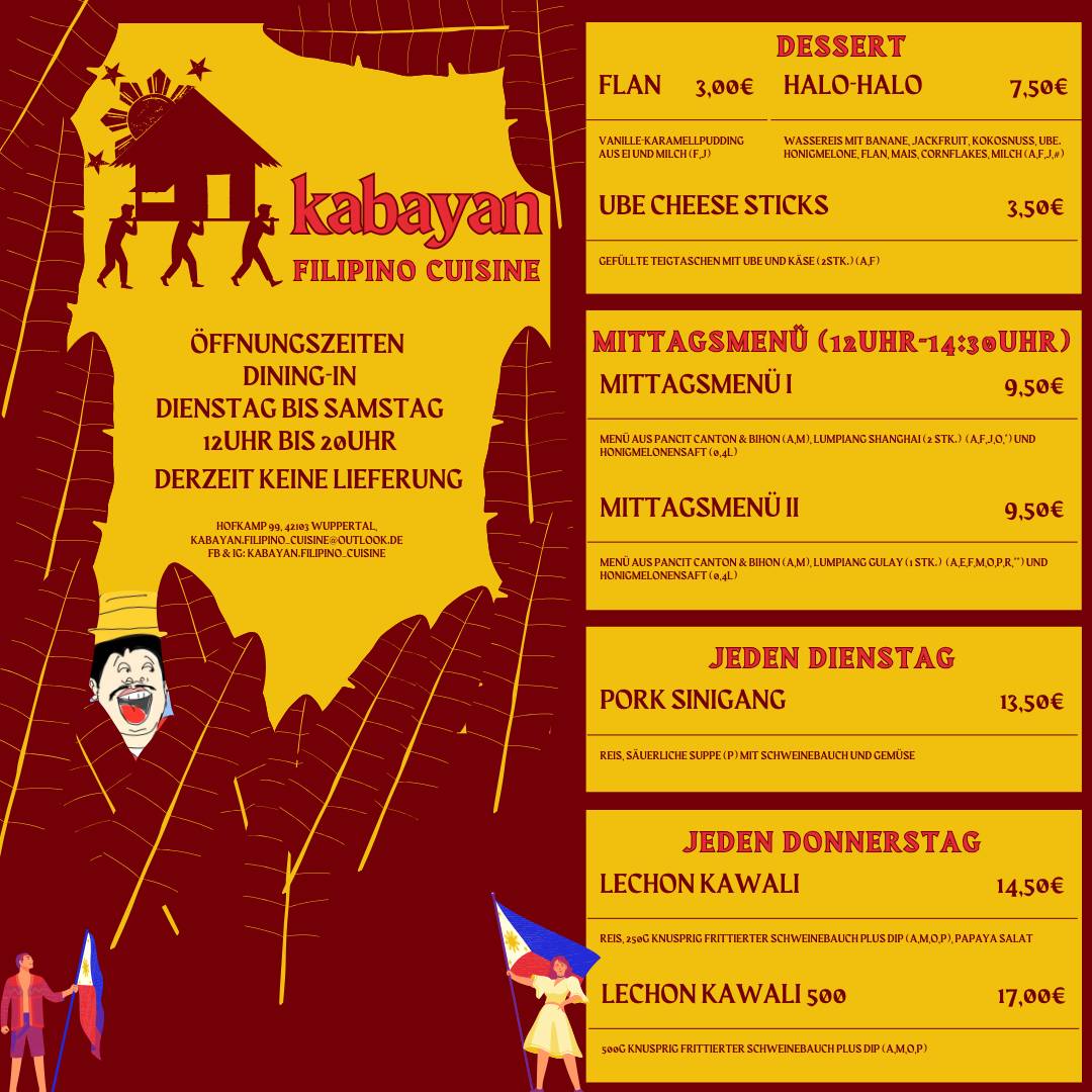 Menu at kabayan - FILIPINO CUISINE restaurant, Wuppertal