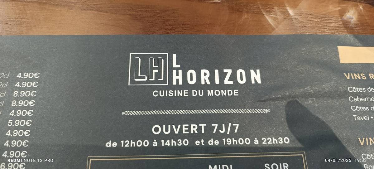 Menu au Restaurant l'Horizon, Le Havre