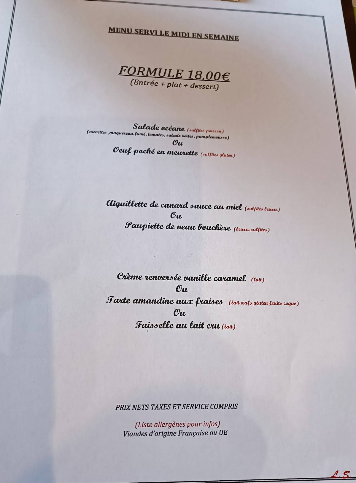 Menu au Restaurant le Dolmen chambres d'hôtes, Luriecq