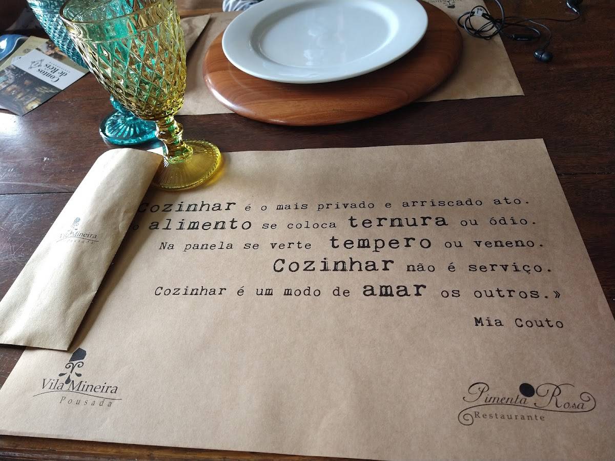 Menu em Restaurante Contos de Réis, Ouro Preto
