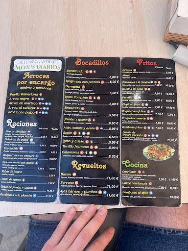 Carta de Restaurante Jacaranda, Puerto de Sagunto