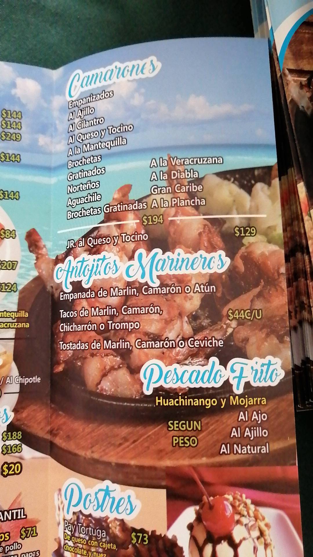 Carta de Restaurante Mar Caribe, Monterrey