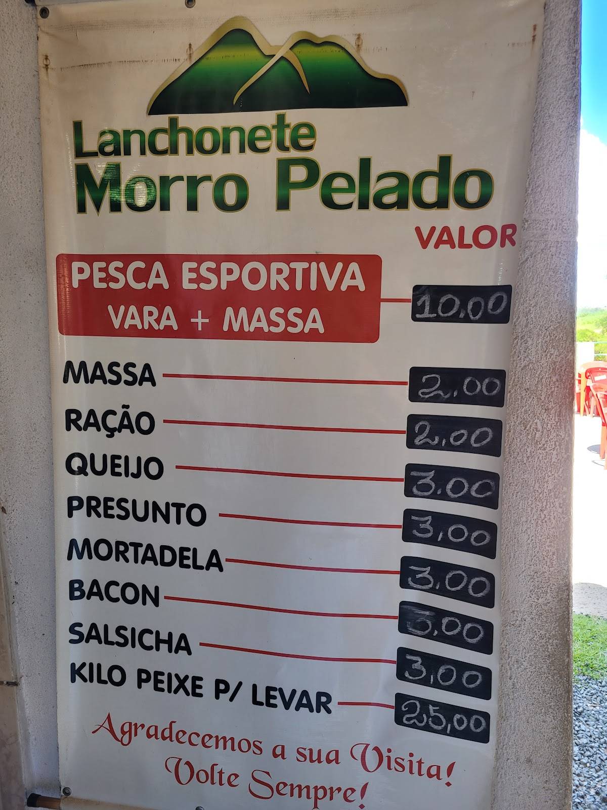 Menu em Restaurante Morro Pelado, Águas de Lindóia