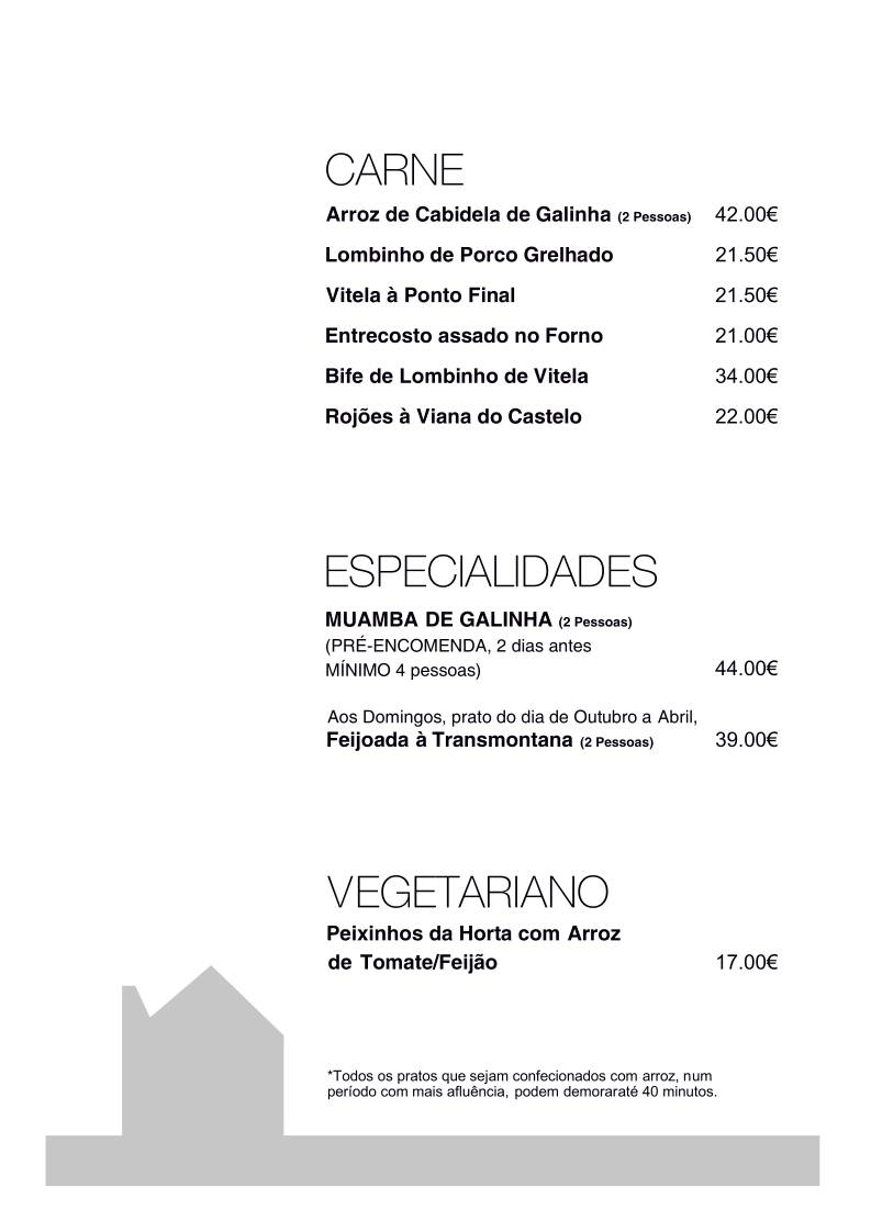 Menu at Restaurante Ponto Final, Almada