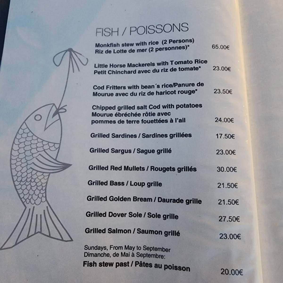 Menu at Restaurante Ponto Final, Almada