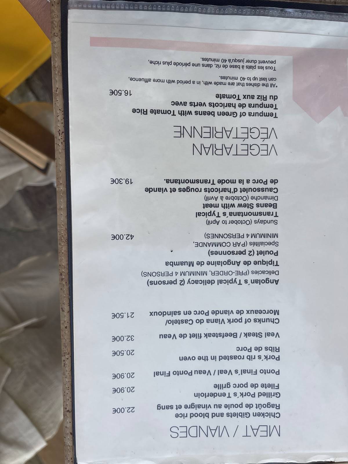 Menu at Restaurante Ponto Final, Almada