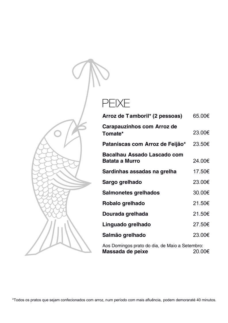 Menu at Restaurante Ponto Final, Almada