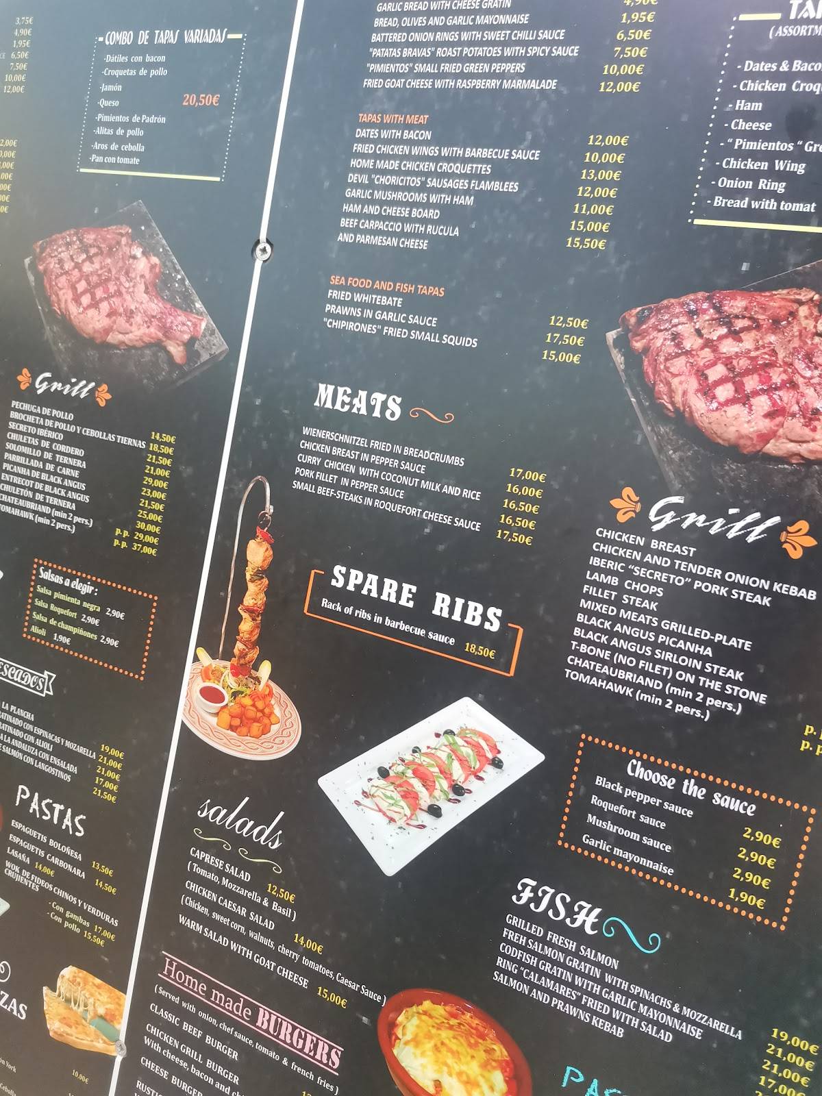 Menu at Rustic restaurant, Cala D'or