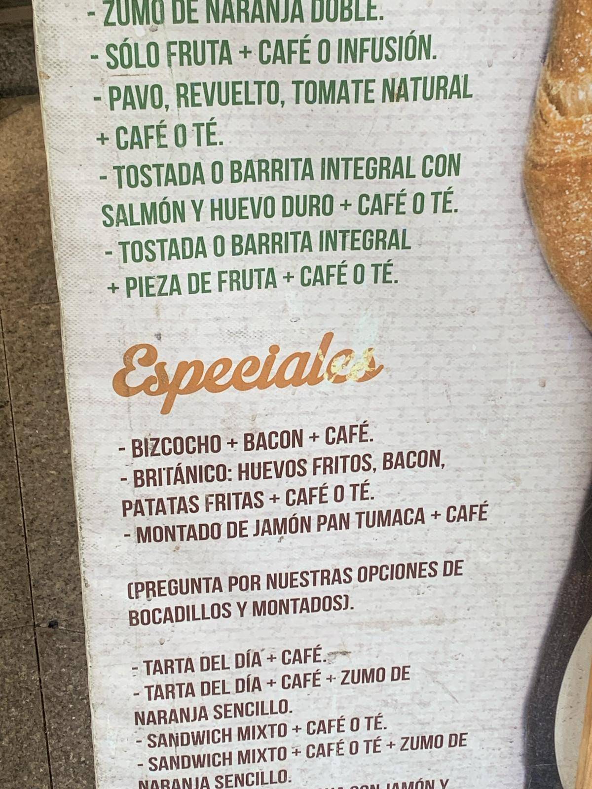 Carta de Restaurante Vivares, Madrid