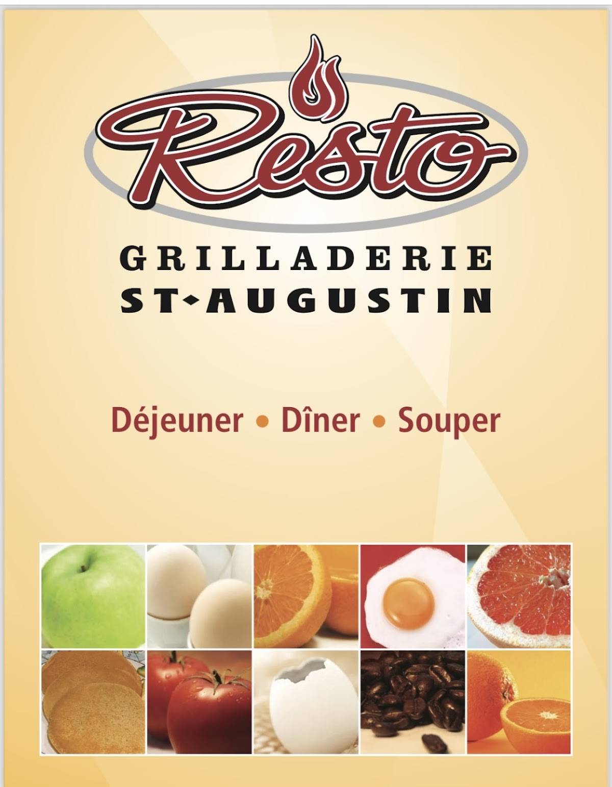 Menu au Resto St-Augustin restaurant, Mirabel, Rue de St Augustin