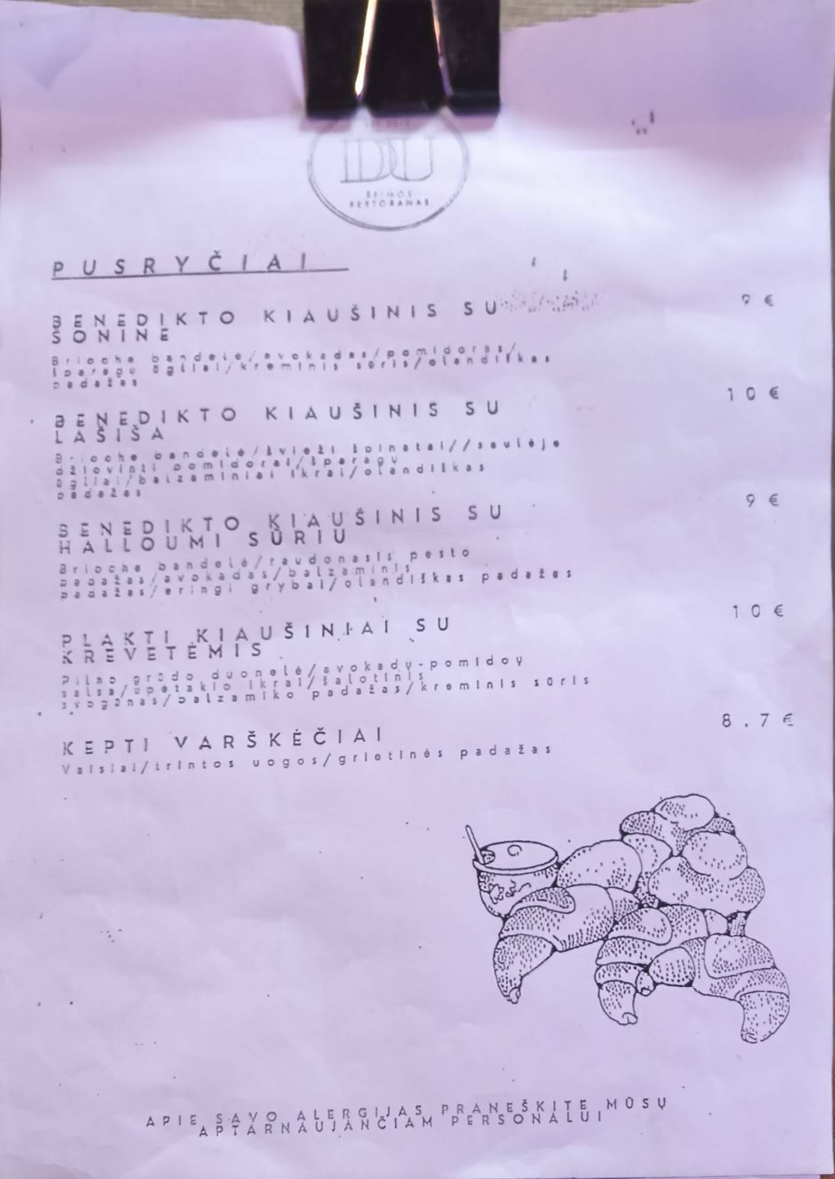 Menu at Restoranas "Du" restaurant, Ramučiai