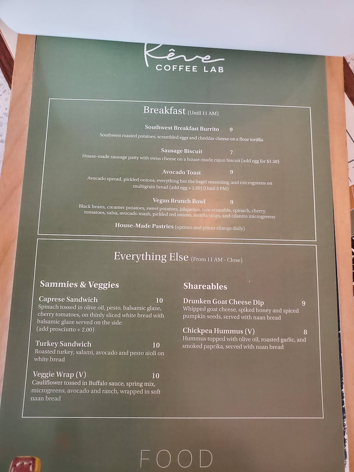 Menu at Rêve Coffee Lab BTR restaurant, Baton Rouge, Village Plaza Ct ...