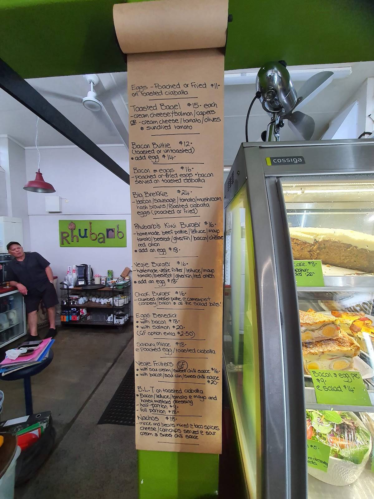 Menu at Rhubarb Cafe, Arapuni