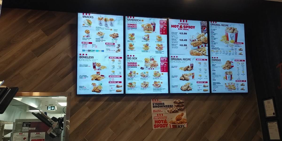 Menu at KFC fast food, Richmond, Sea Island Wy #125