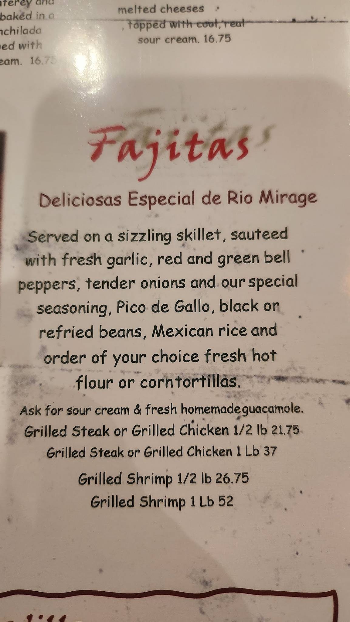 Menu at Rio Mirage Cafe- El Mirage Location, El Mirage, W Santa Fe Ln