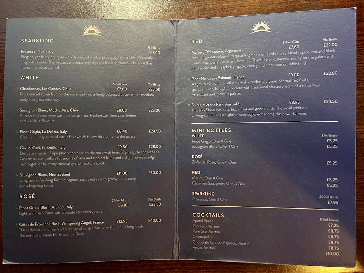Menu at Rising Sun pub & bar, Brentwood