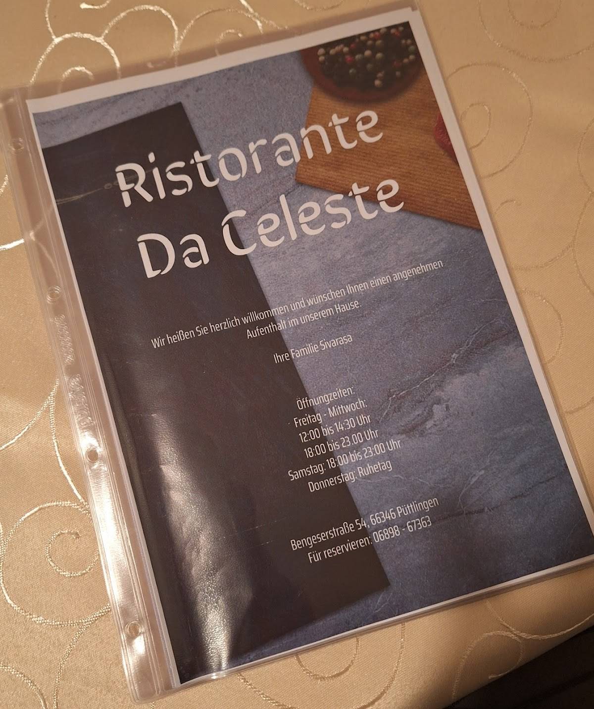 Speisekarte von Ristorante Da Celeste restaurant, Püttlingen