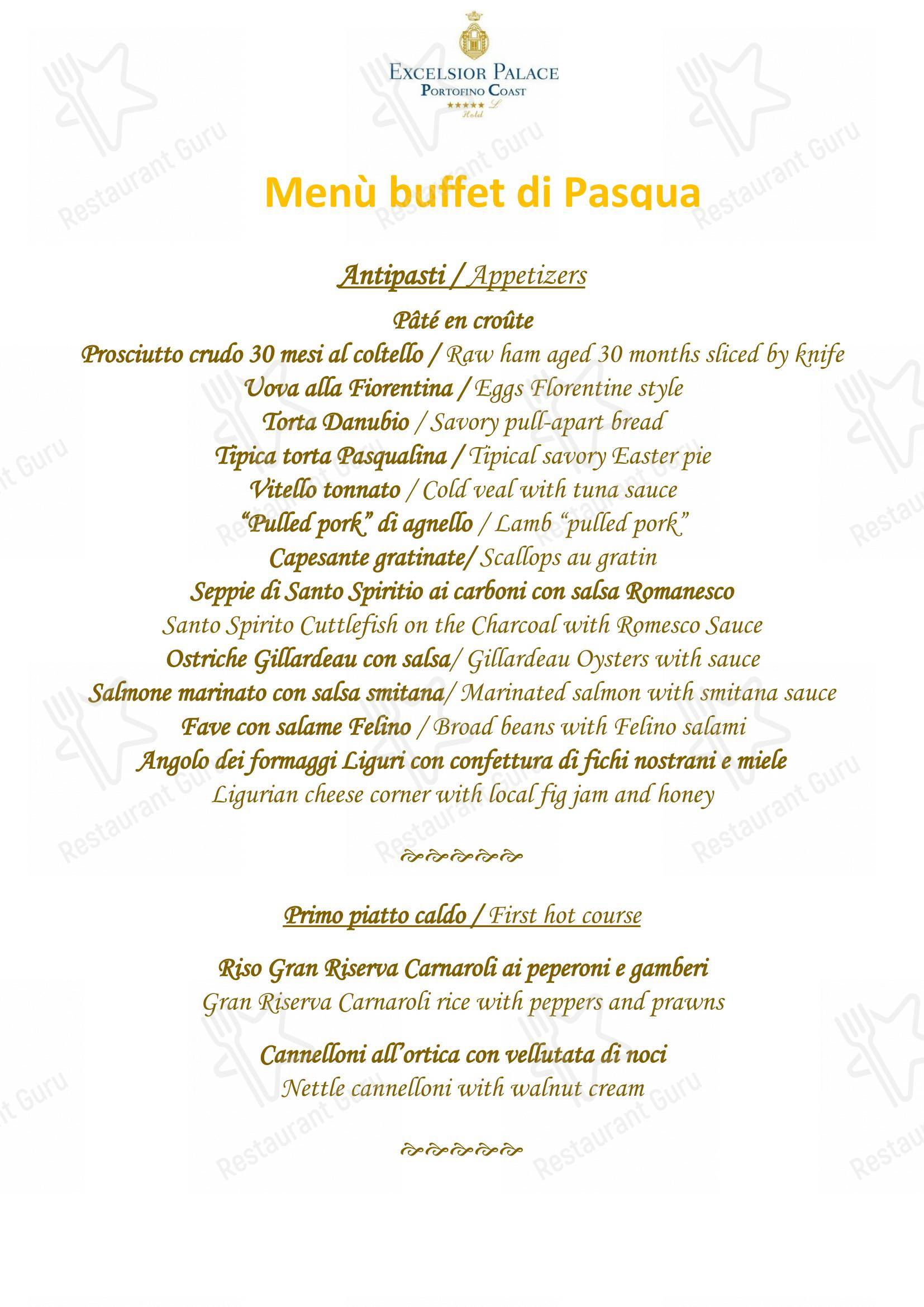 Menu at Ristorante Eden Roc, Rapallo