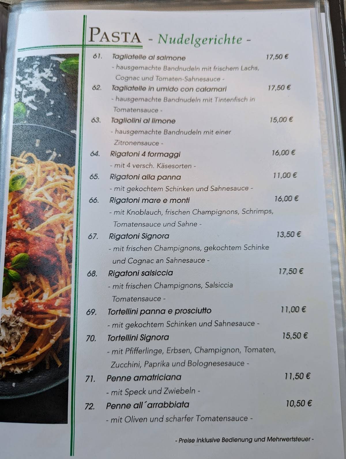 Speisekarte von Ristorante LA SIGNORA restaurant, Karlsruhe