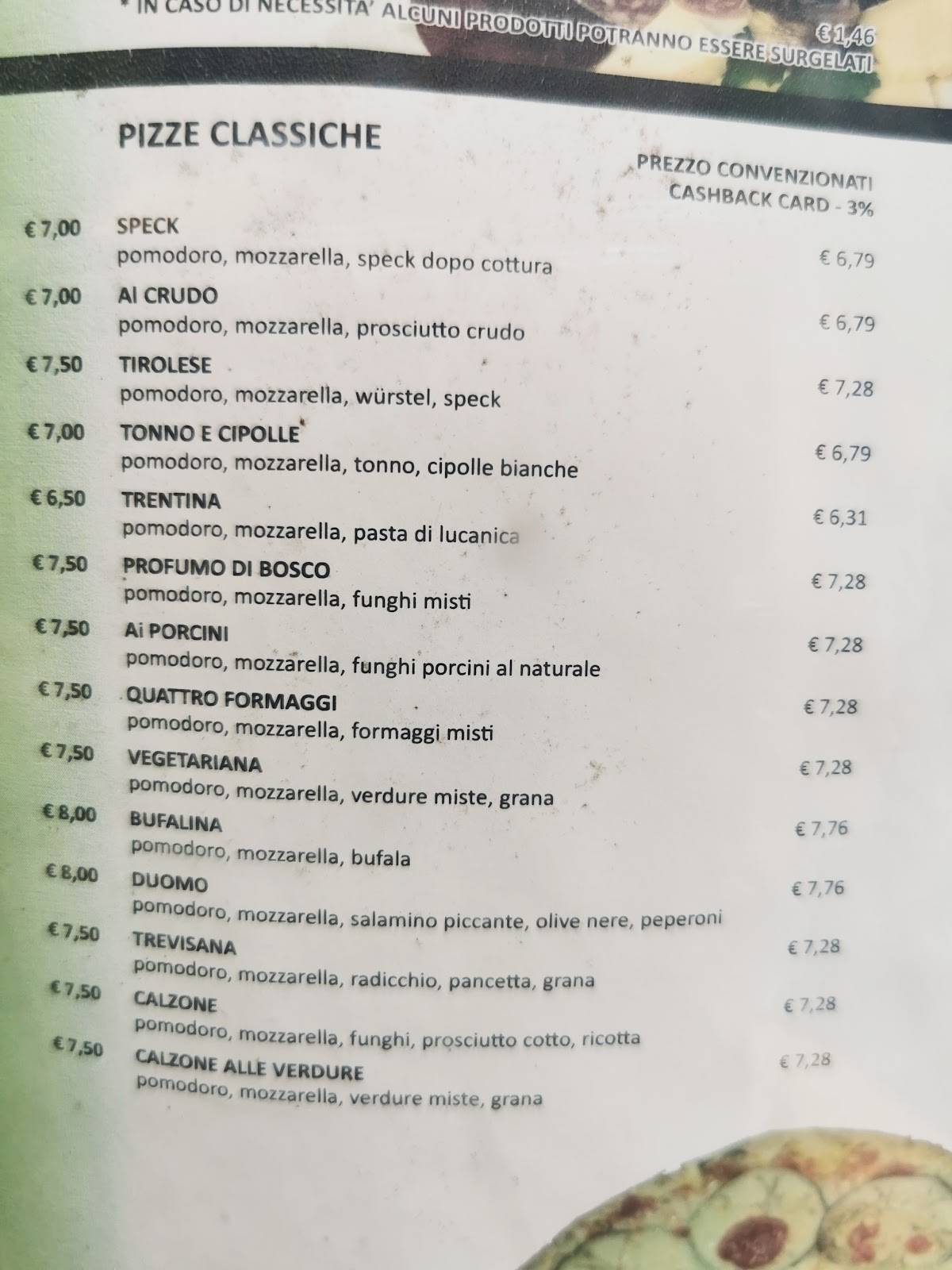 Menu da Ristorante Pizzeria Al Duomo, Mezzolombardo