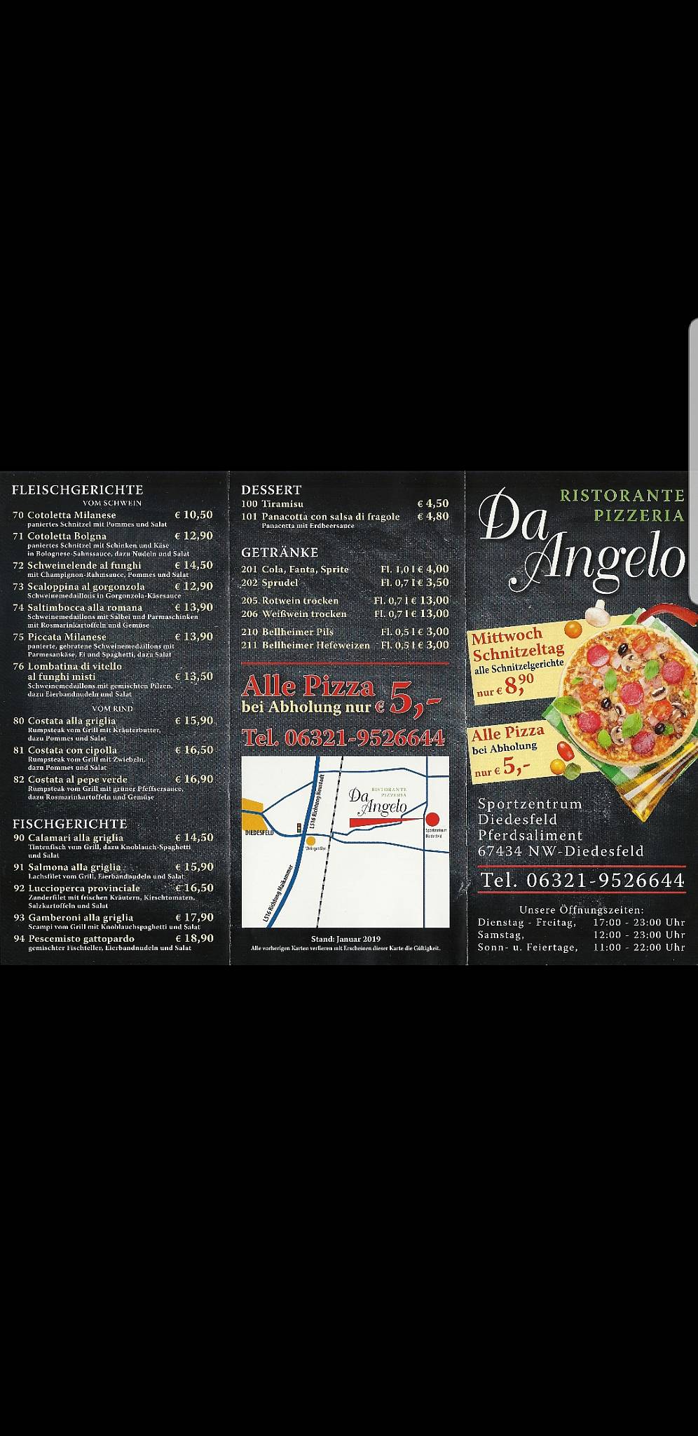 Speisekarte von Ristorante Pizzeria Da Angelo, Neustadt an der Weinstraße
