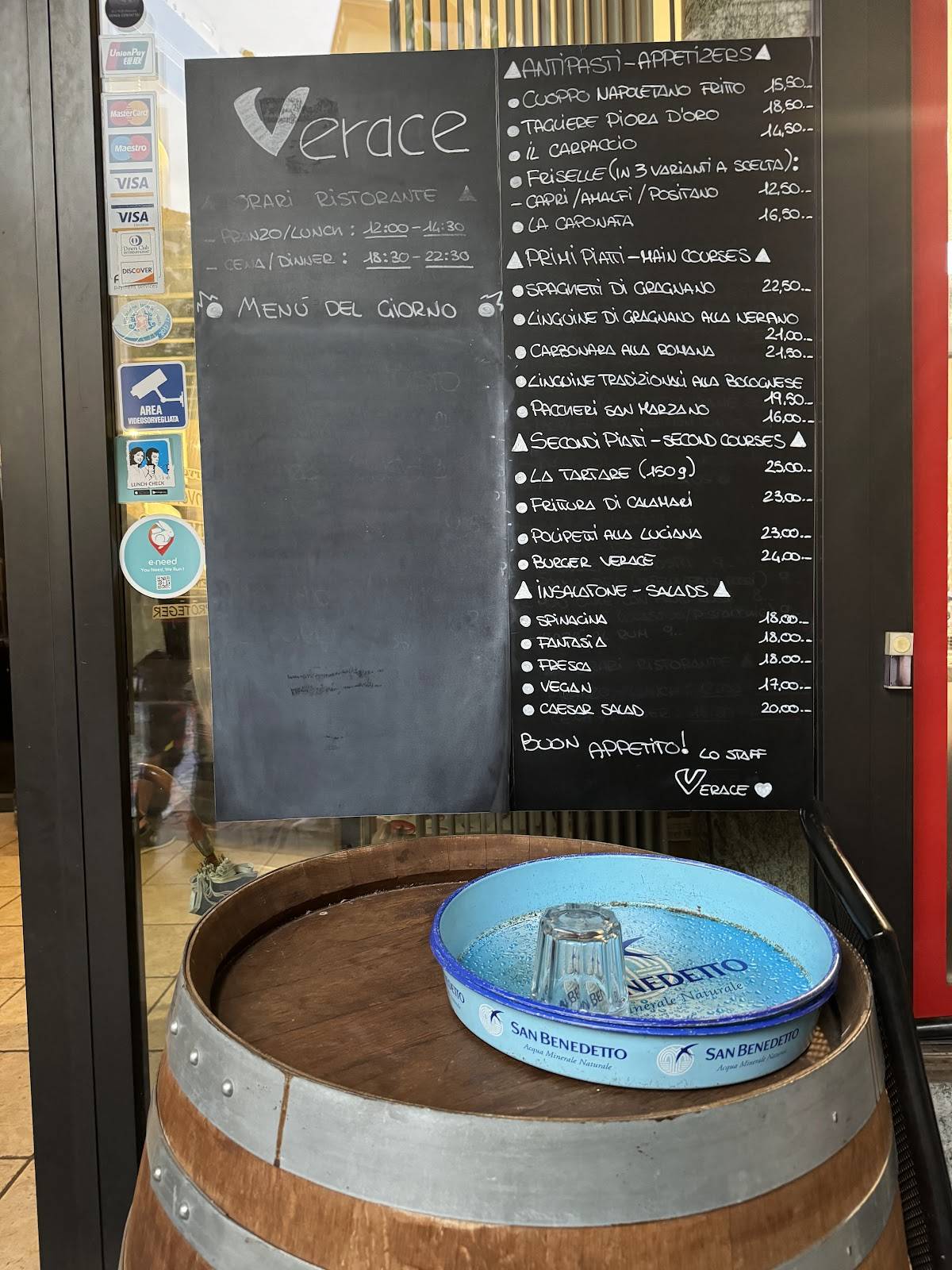 Menu at Ristorante Pizzeria Verace, Paradiso, Via Guisan 16