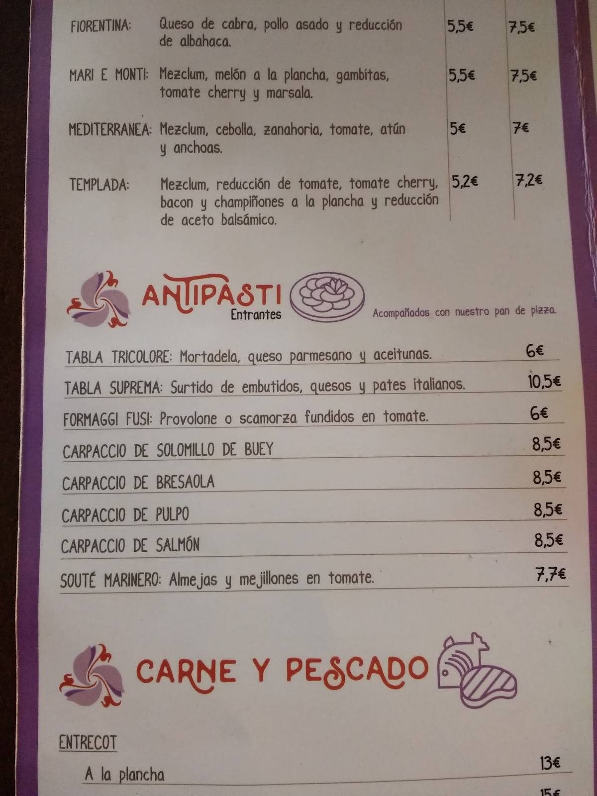 Carta de Restaurante Pizzeria Zafferano, San Fernando