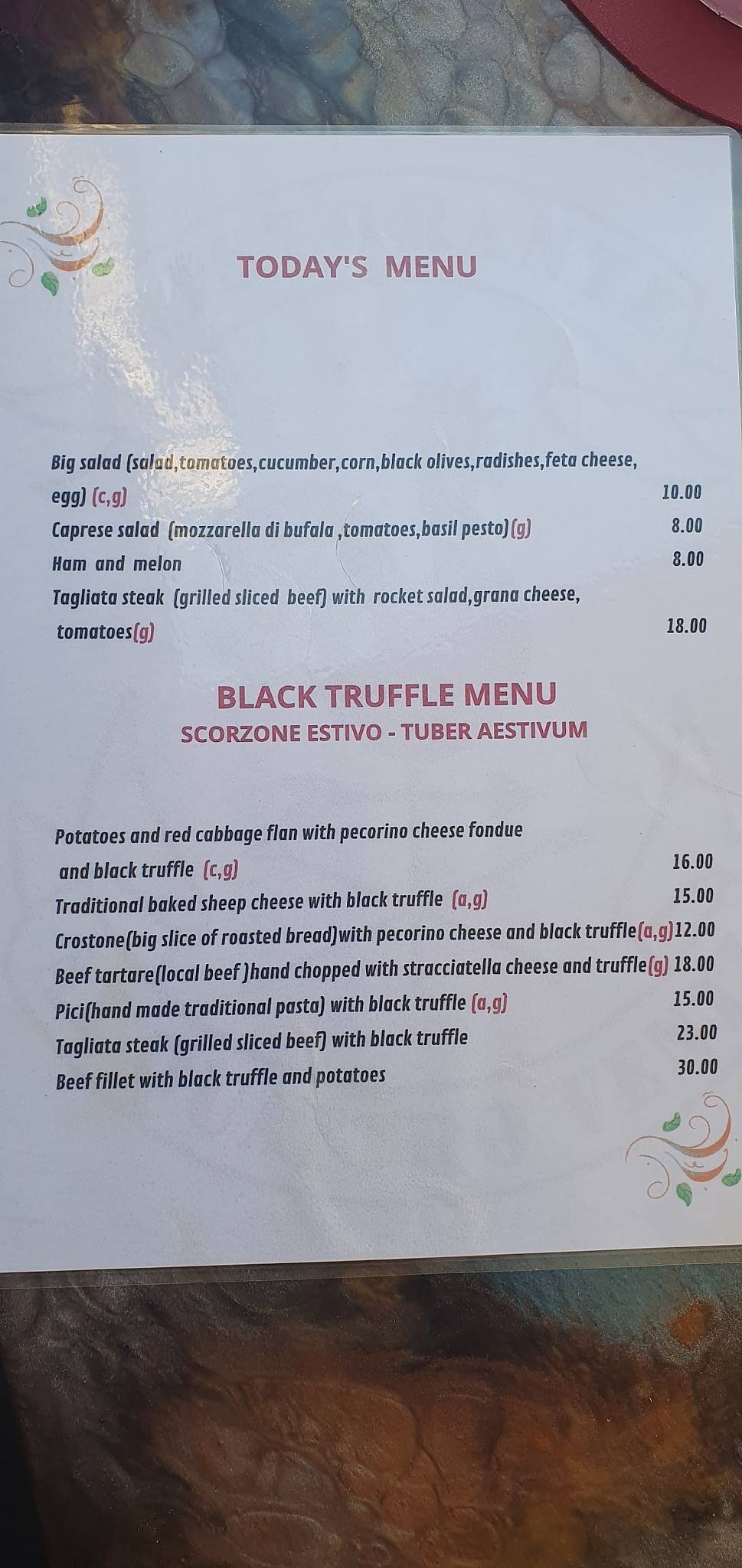 Menu at Ristorante ai 4 Venti, Montepulciano