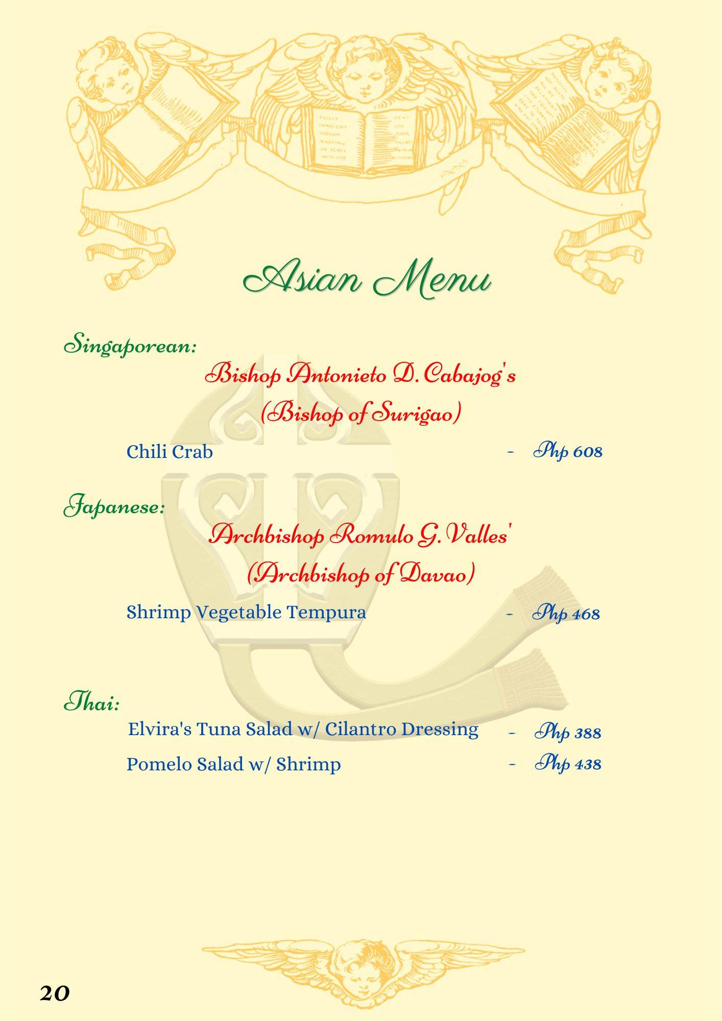 Menu at Ristorante delle Mitre restaurant, Manila, Opposite San Agustin ...