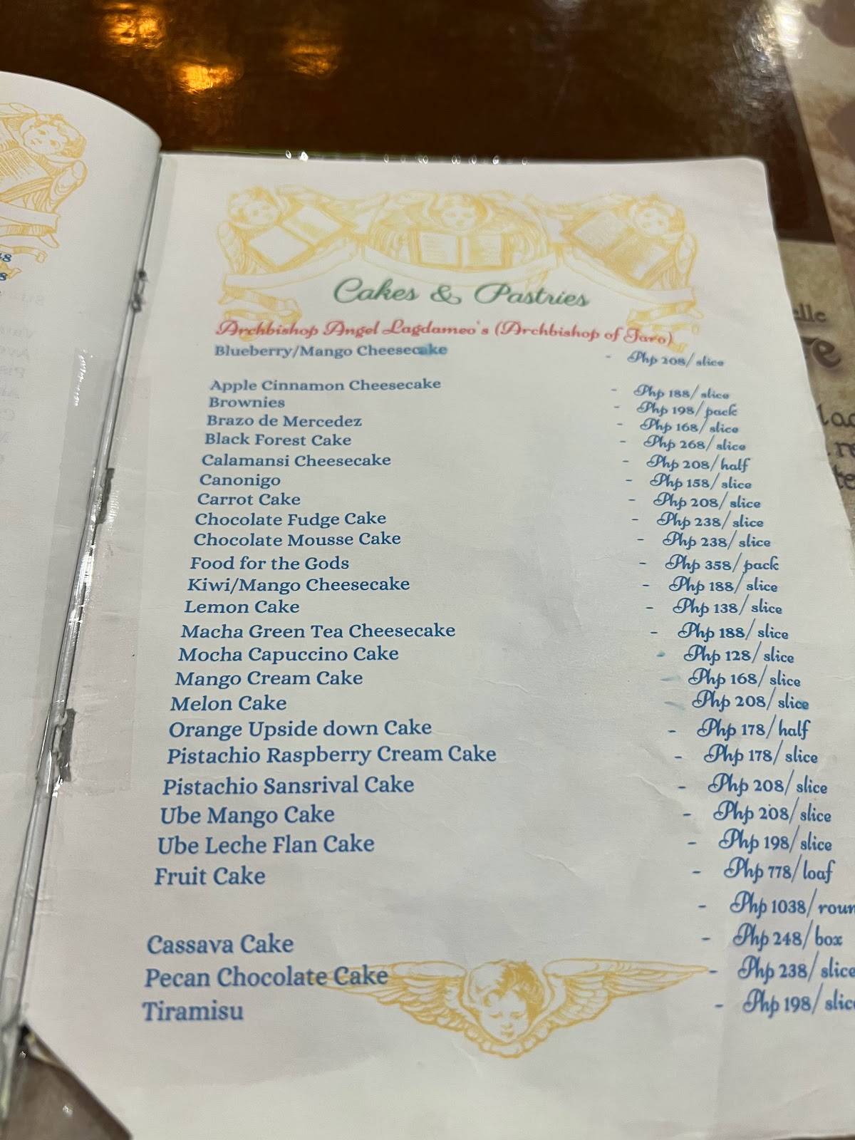 Menu at Ristorante delle Mitre restaurant, Manila, Opposite San Agustin ...