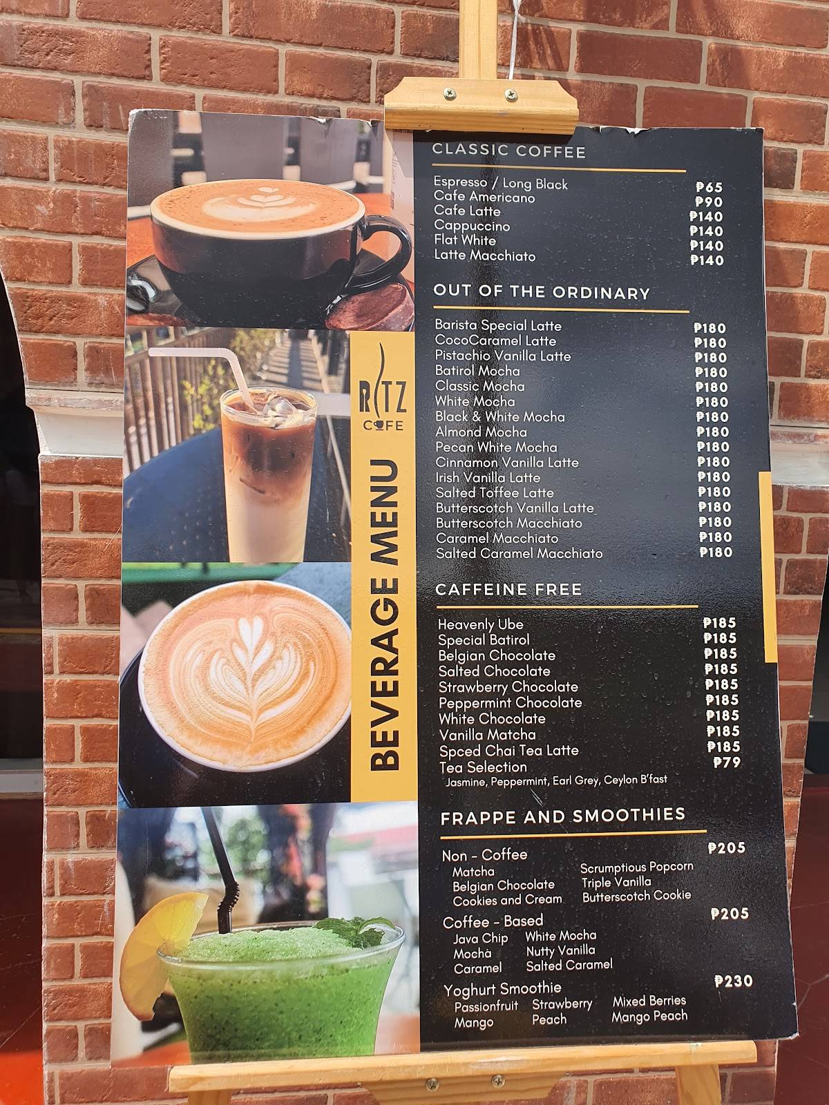 Menu at Ritz Cafe - Mines View, Baguio
