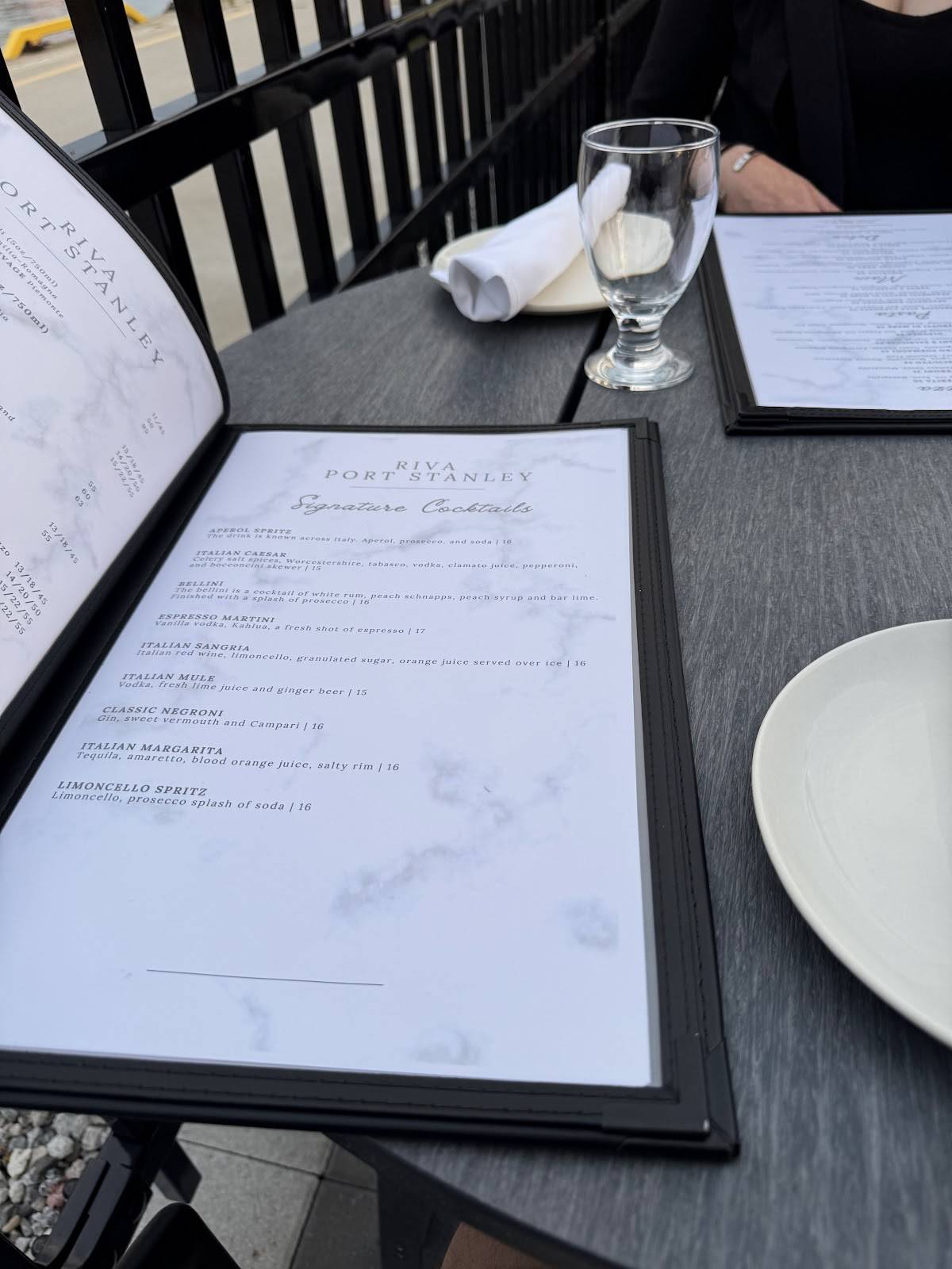Menu at Riva Italian Restaurant, Port Stanley