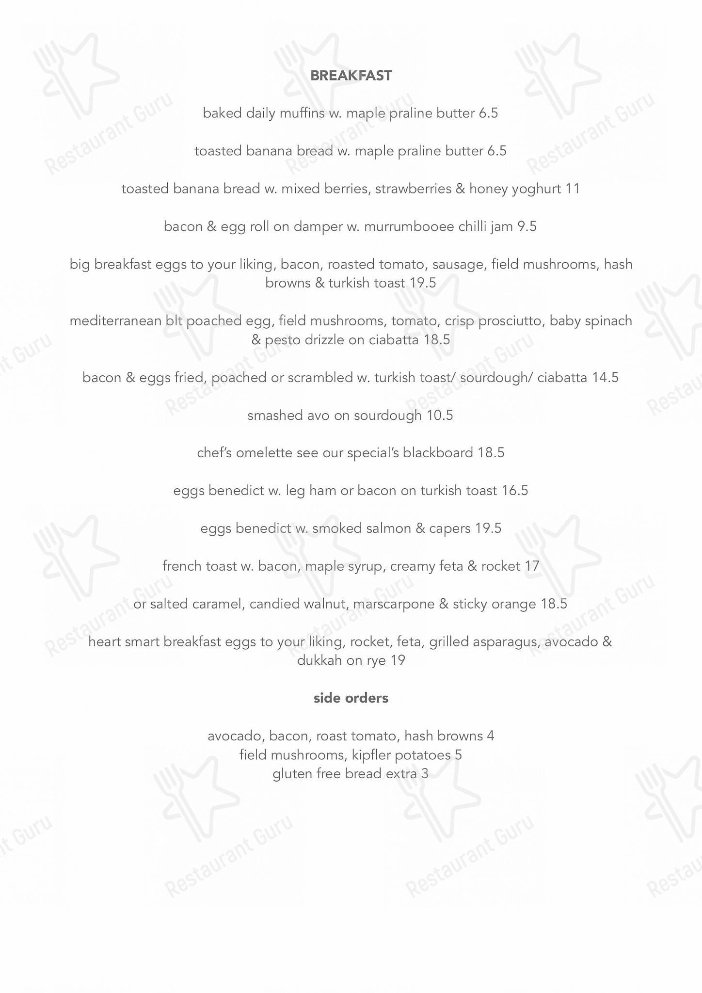 Menu at Rivermark Cafe, Port Macquarie