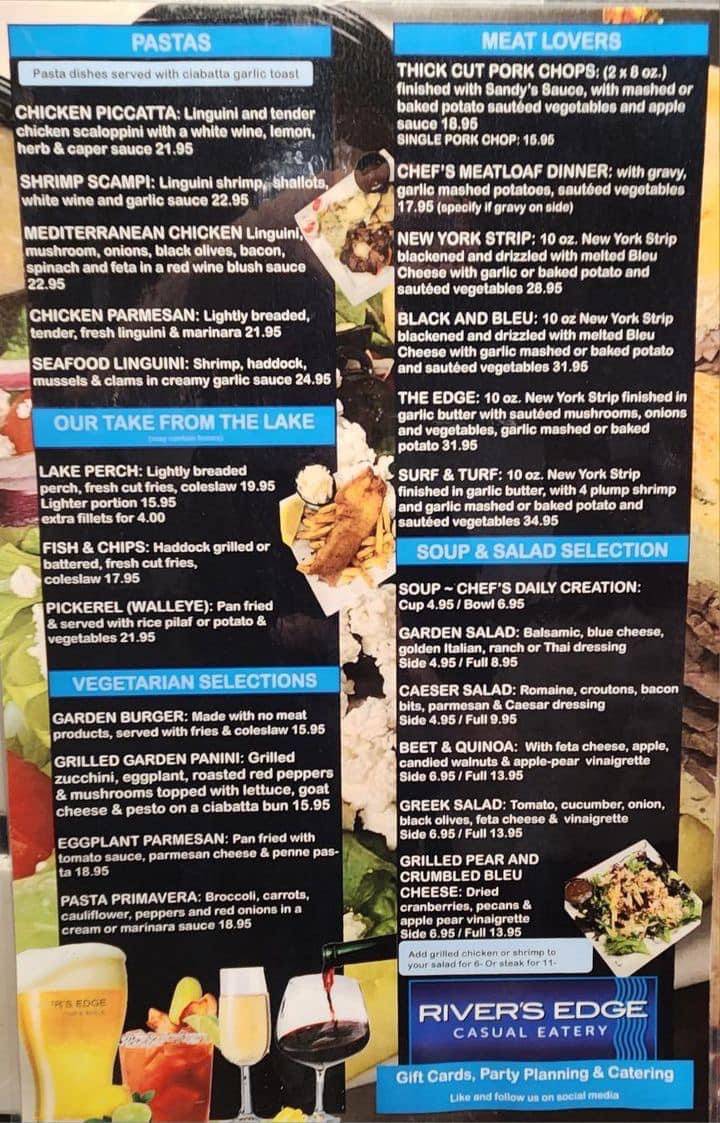 Menu at River's Edge Tap & Table pub & bar, Windsor