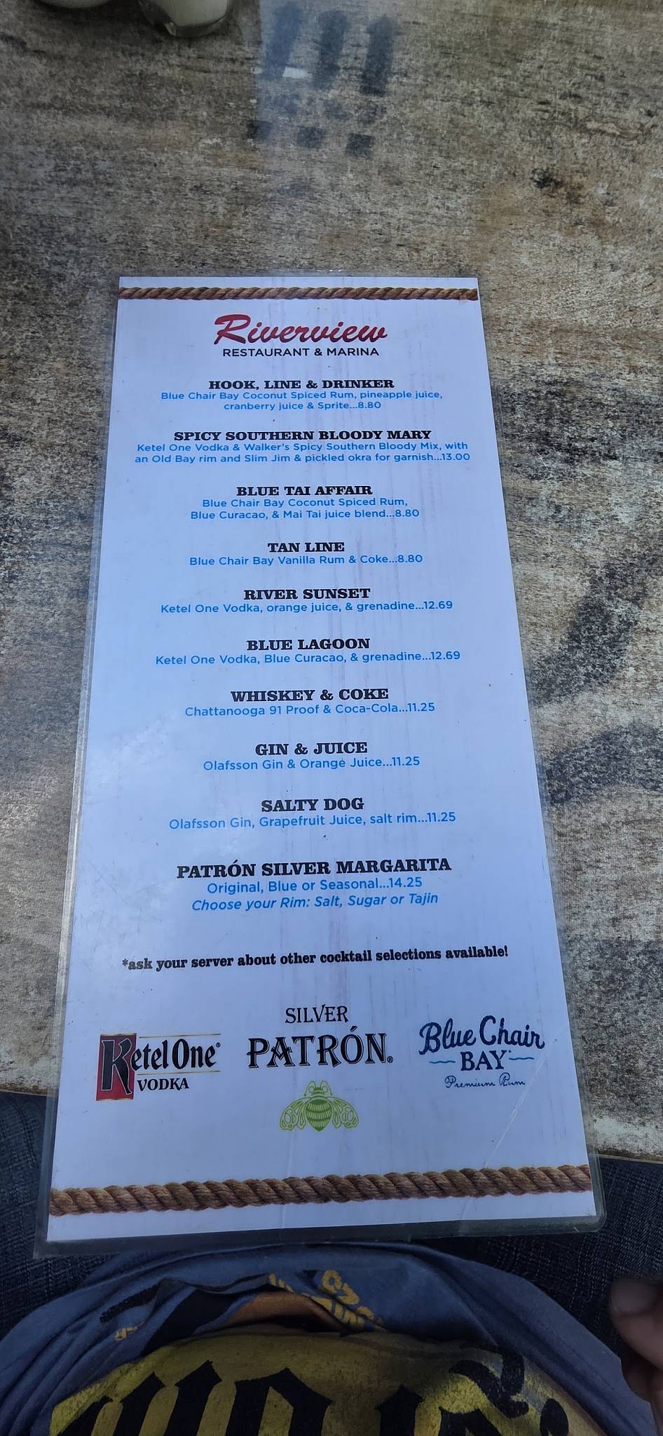 Menu at Riverview Restaurant & Marina, Ashland City