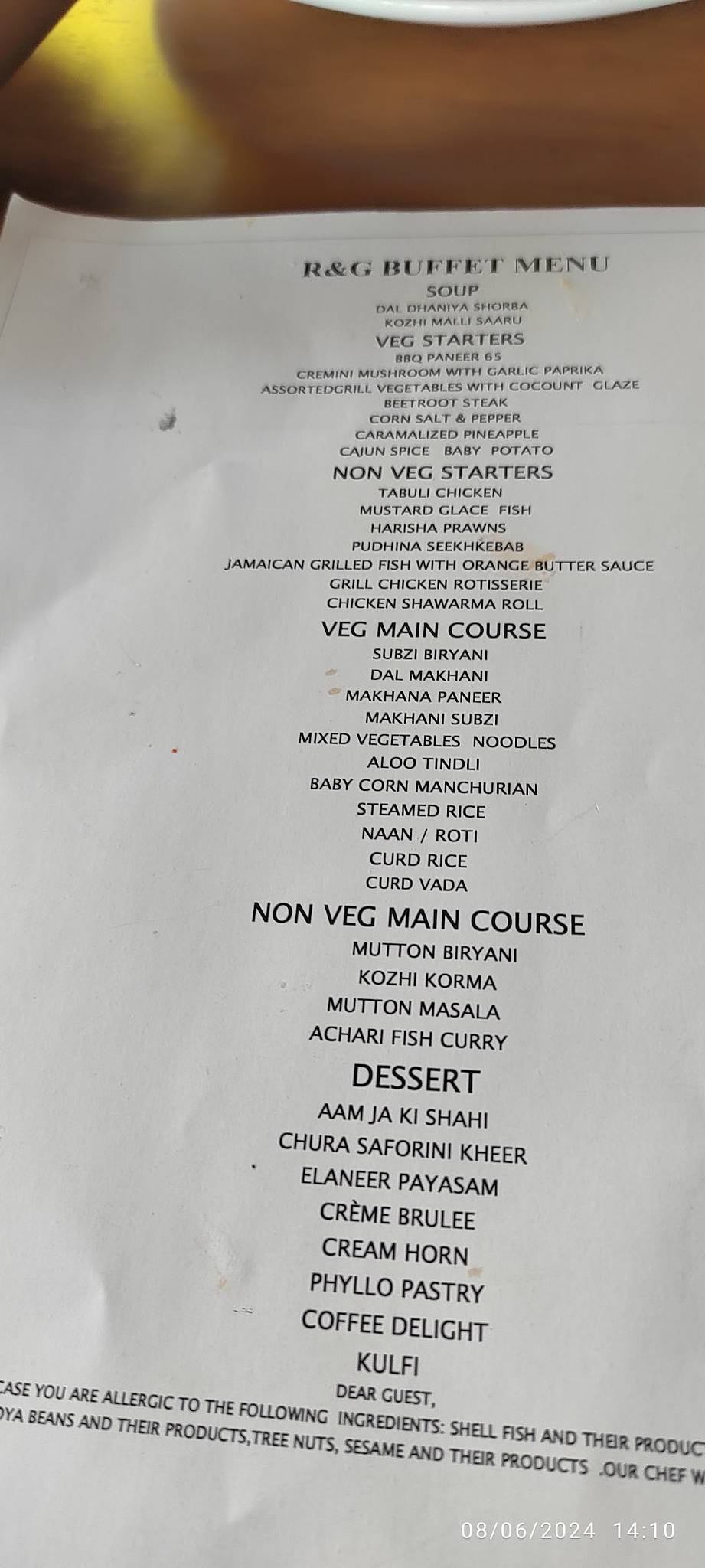 Menu at Roast & Grills, Chennai, Hotel Green Park