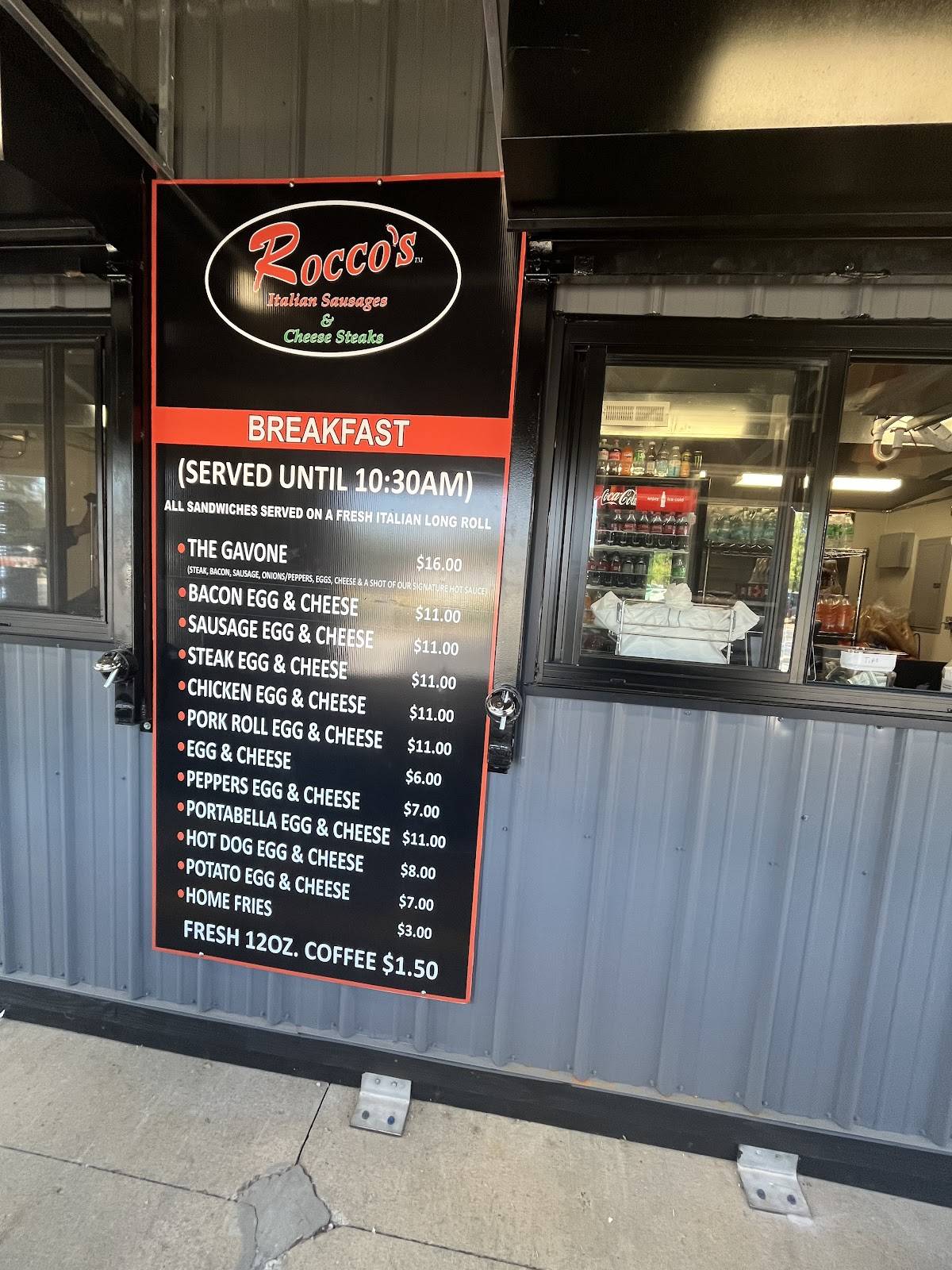 Menu at Rocco's Italian Sausage & Cheese Steaks restaurant, Pottstown