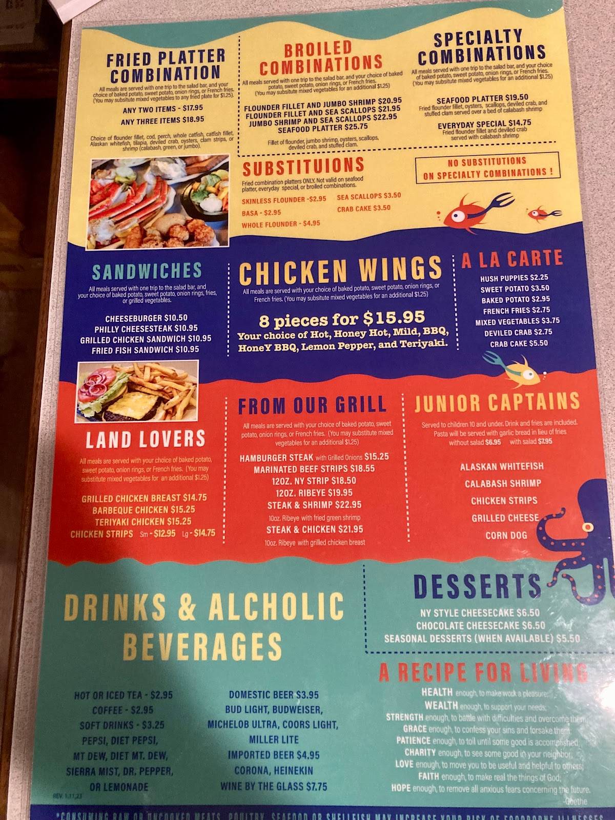 Menu at Pier 51 restaurant, Rock Hill