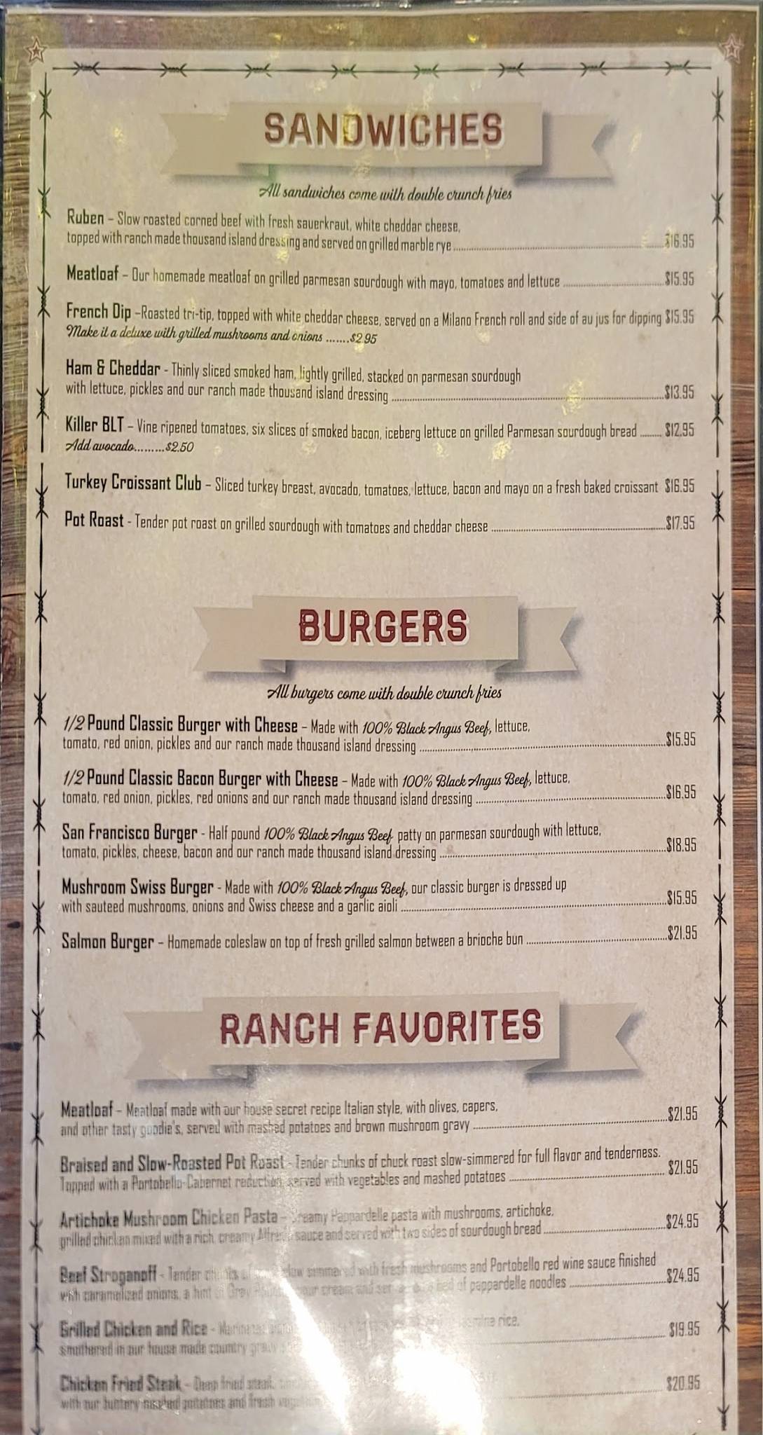 Menu at Rocking K Ranch pub & bar, Hemet