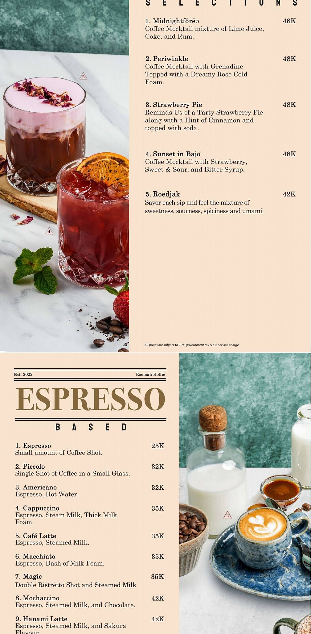 Menu at Roemah Koffie restaurant, Curug Sangereng, Carstensz Mall