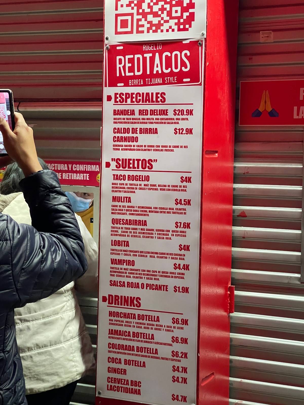 Carta del restaurante Rogelio Redtacos, Bogotá