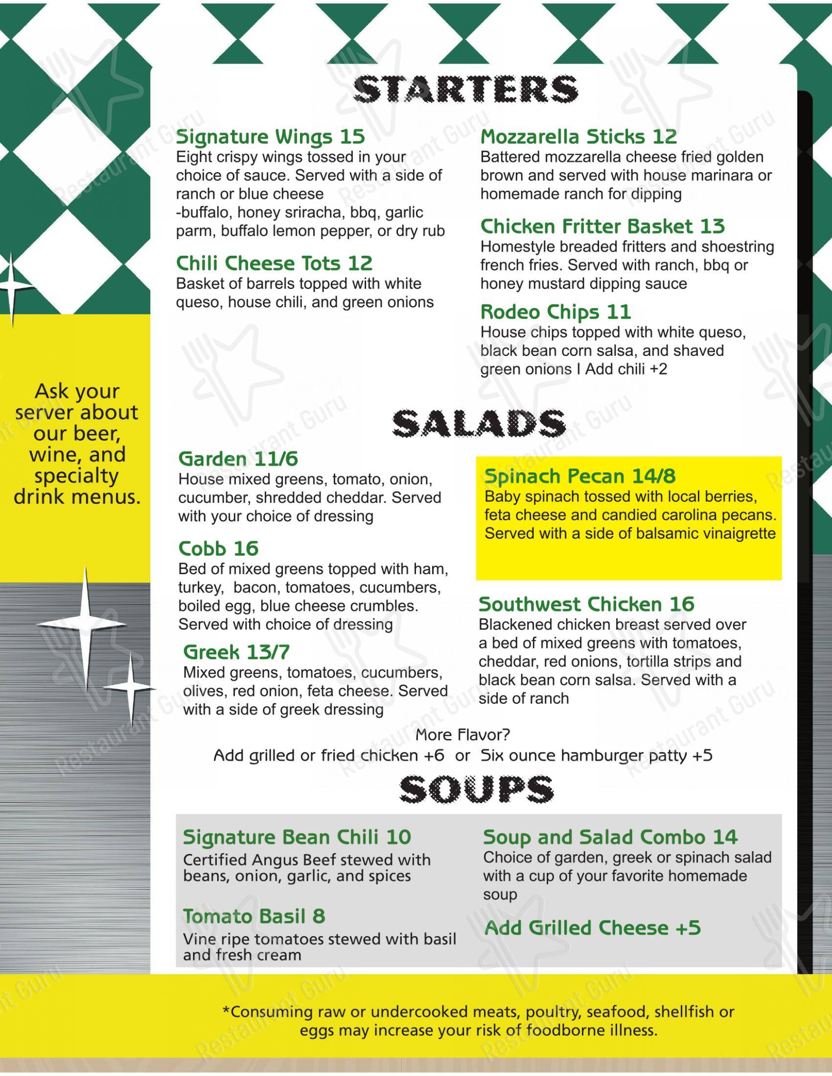 Menu at Roger's Diner restaurant, USA