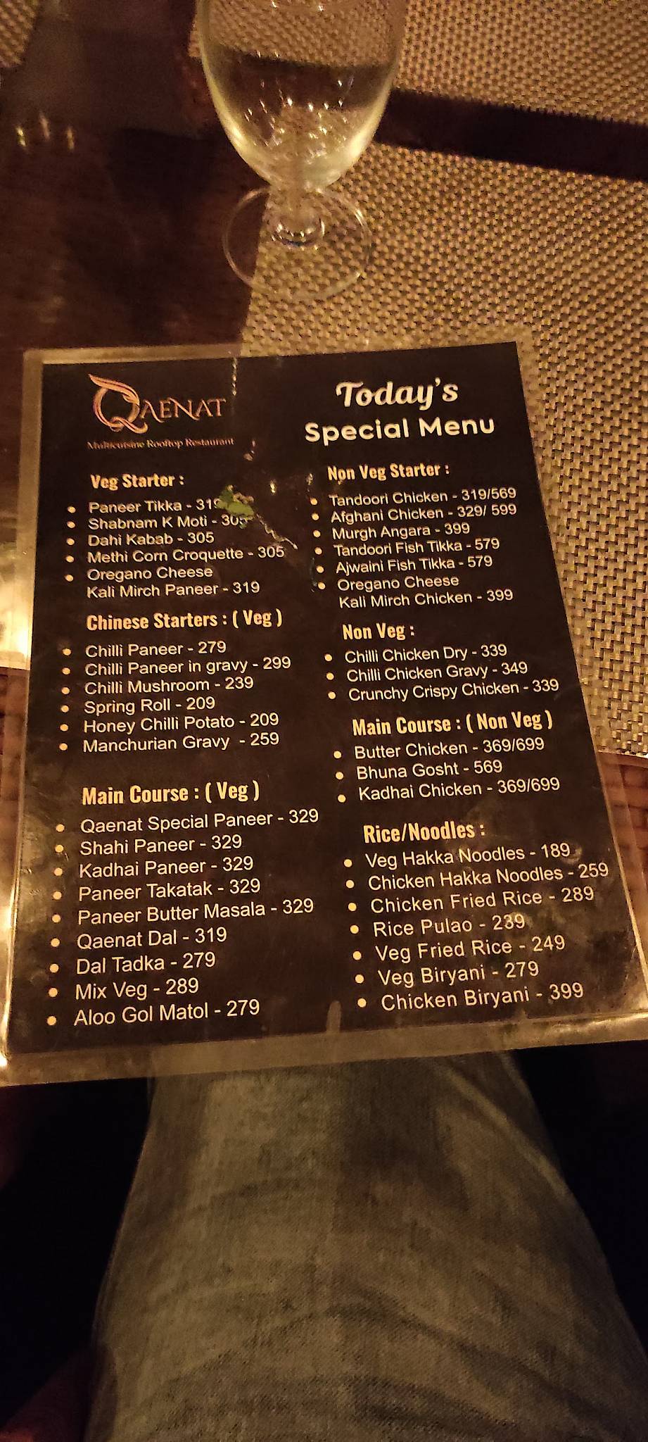 Menu at QAENAT MULTICUISINE ROOFTOP RESTAURANT, Rohtak