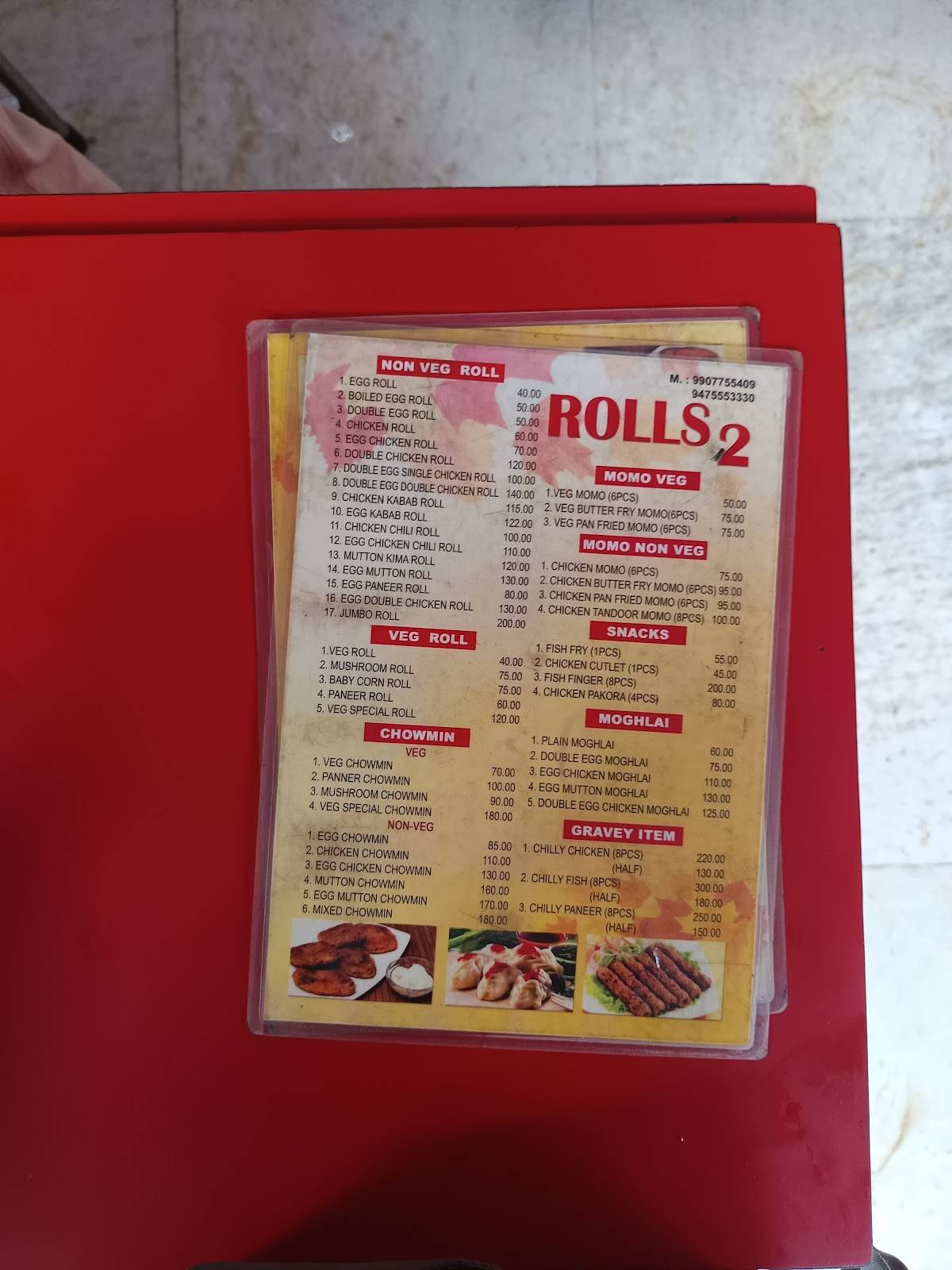 Menu at Rolls 2, Bardhaman