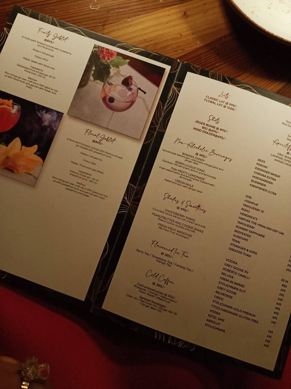 Menu at Romeo Lane Defence Colony, New Delhi