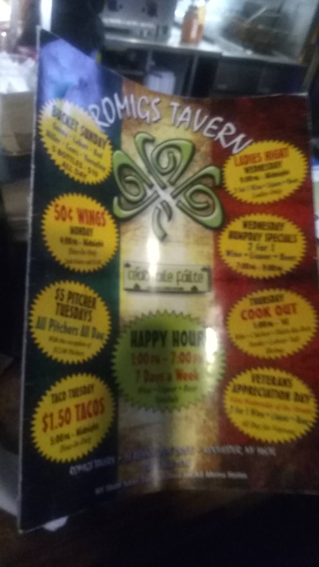 Menu at Romig's Tavern pub & bar, Rochester